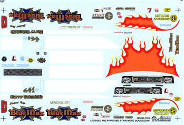 Slixx Decals BLUE MAX FLAMED RAM AIR MUSTANG FUNNY CAR